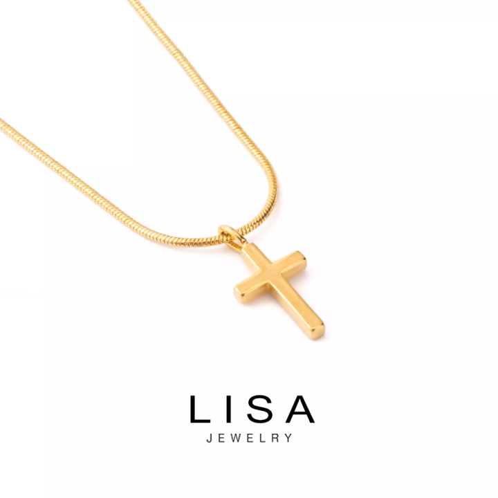 lisa jewelry 18K Gold Necklace SET with Fashion Shape Small Cross ...