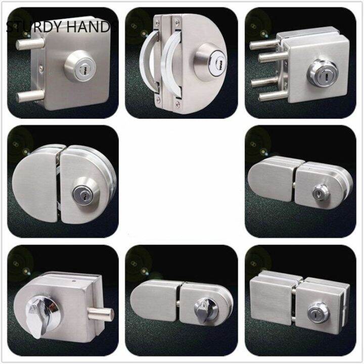 1 Set Double Open Glass Door Lock Stainless Steel Double Bolt Sliding ...