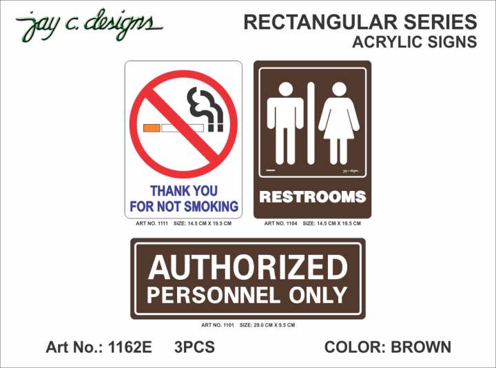 Acrylic Sign / Signage Set 5 Jay C Designs 1162E | Lazada PH