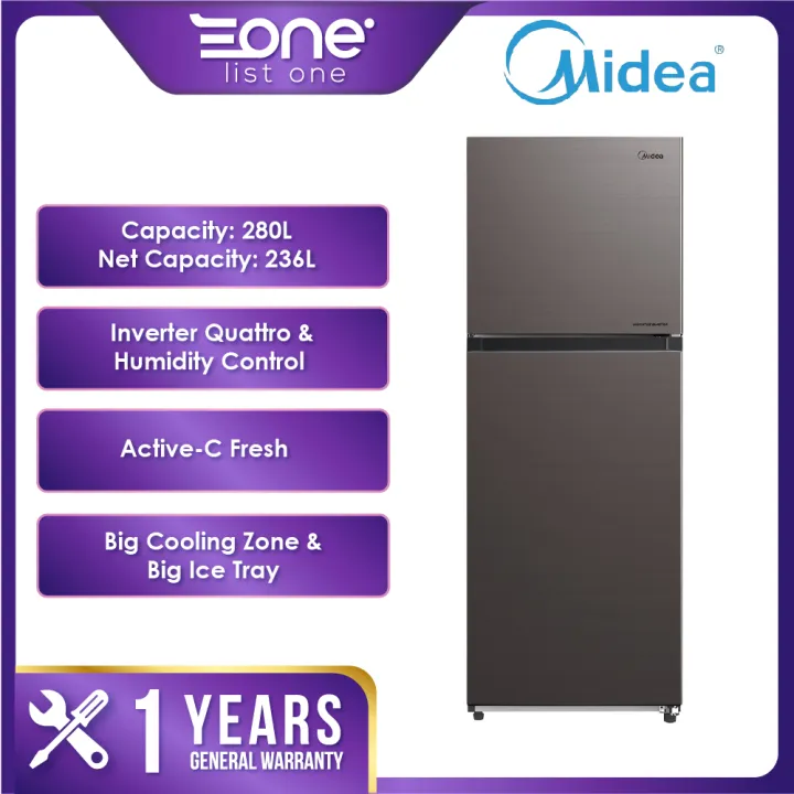 Midea 280L 2 Doors Inverter Quattro Refrigerator MDRT346MTB28-MY ...