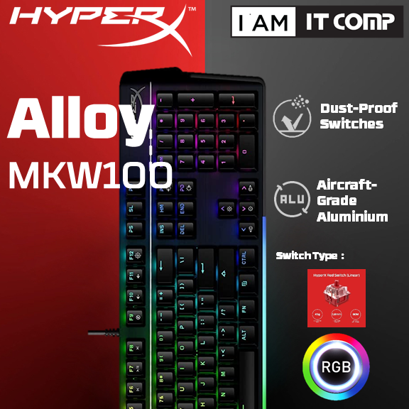 HyperX Alloy MKW100 Detachable Cable Mechanical Gaming Keyboard TTC Red ...