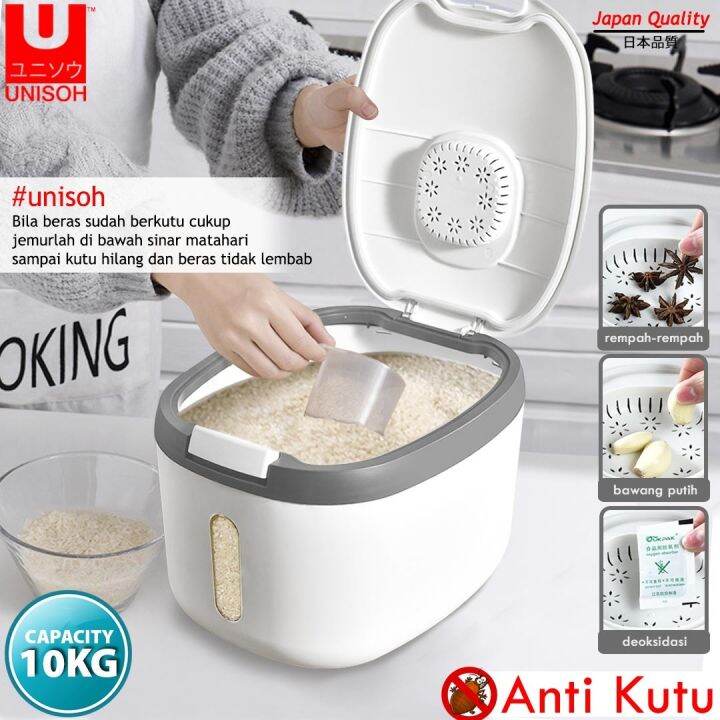 UNISOH Tempat Penyimpanan Beras Food Conner Rice Dispenser | Lazada ...
