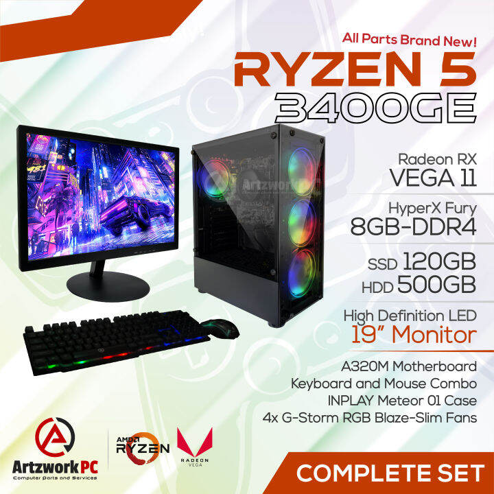 AMD RYZEN 5 3400GE + 19" Monitor Computer Set | Lazada PH