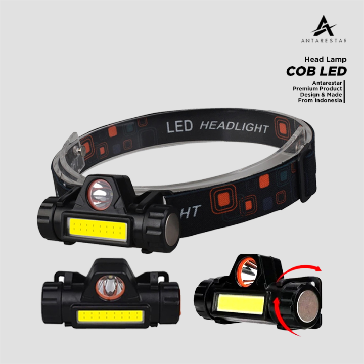 Senter Kepala Mini Head Lamp Led COB Lampu Kepala Super Terang ...