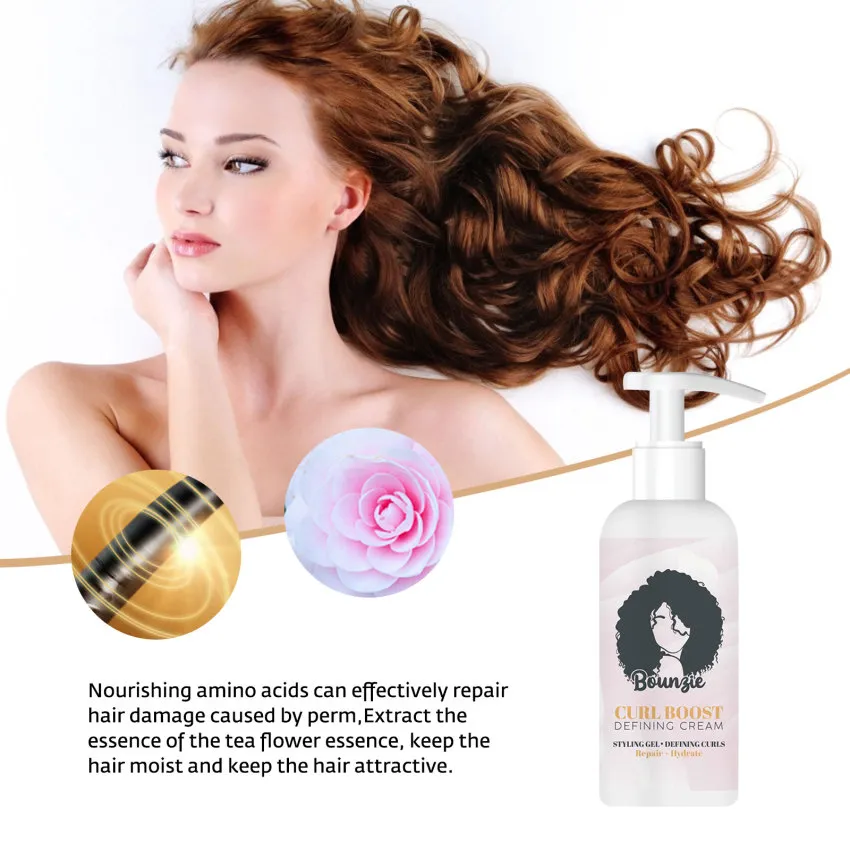 Bounzie Curl Boost Defining Cream Elastin ผมหยิก Moisturizing จัดแต่ง ...