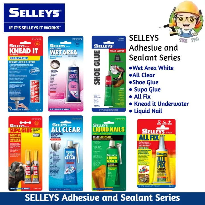 SELLEYS Adhesive and Sealant Series / Wet Area White / All Clear/ Shoe ...