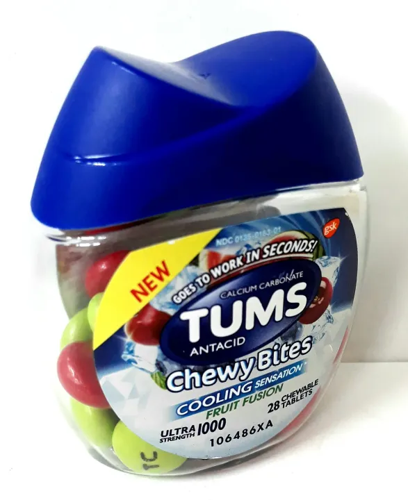 Tums Antacid Chewy Bites Cooling Sensation Fruit Fusion Ultra 28 ...