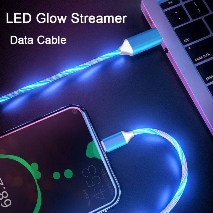 DANYA Mobile Phone Accessories Type C Charger Type C LED USB C Wire Micro USB LED light Luminous ...