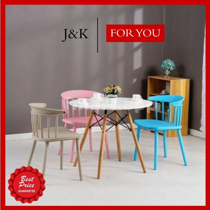 JKS Nordic Scandinavian Round Dining Table Set (table with 4 nordic ...