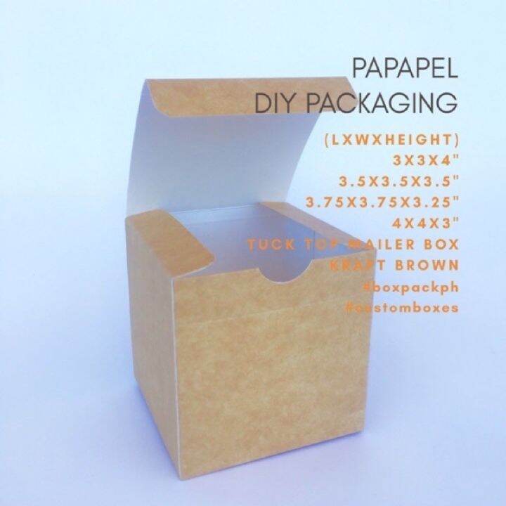 【packing shop】 Box Packaging Plain Rectangle Kraft Brown or White ...