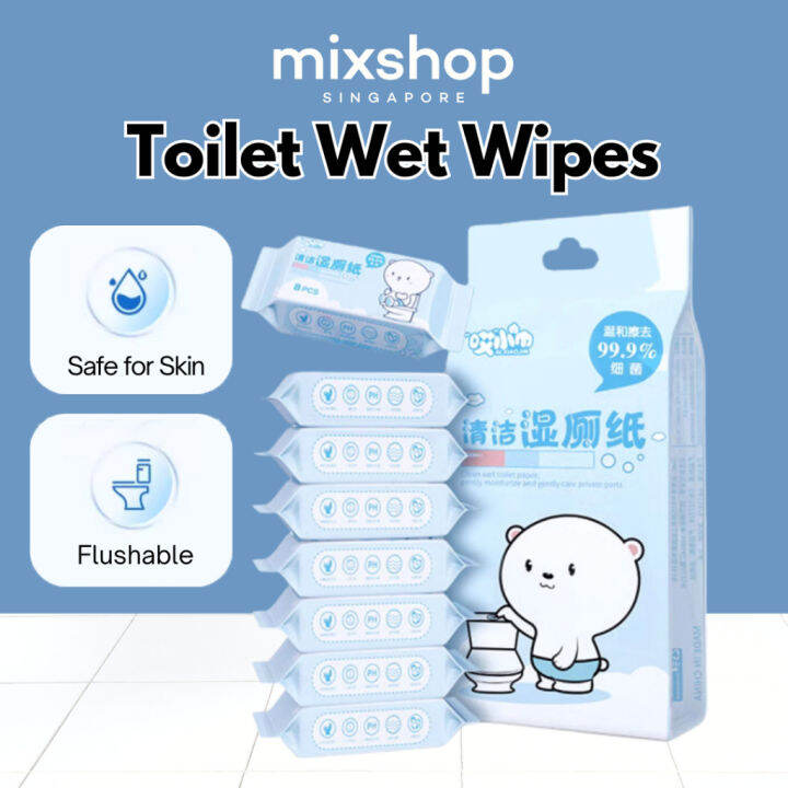 mixshop Flushable Mini Toilet Wet Wipes, Mini Wet Tissue [SG READY ...