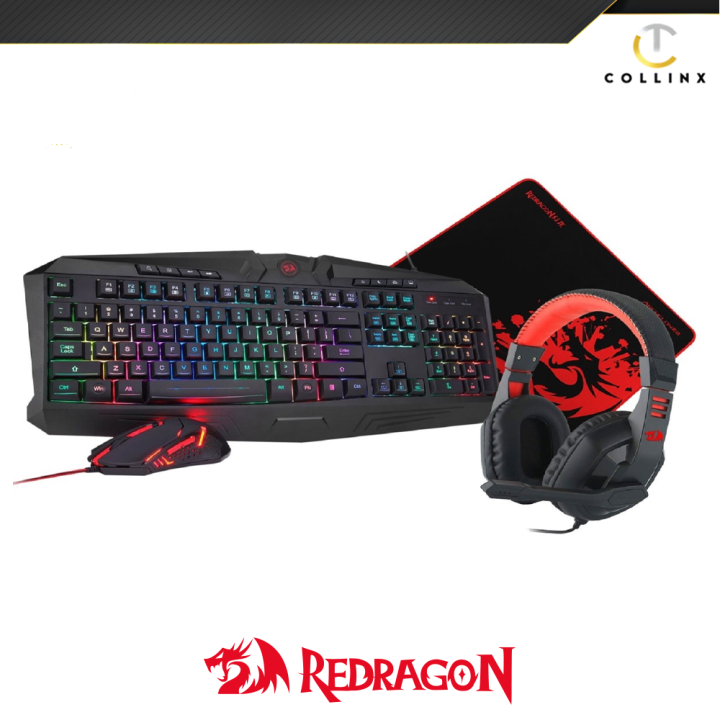 Redragon 4-IN-1 Gaming Set - Keyboard, Mouse, Headset, Mousepad (S101 ...