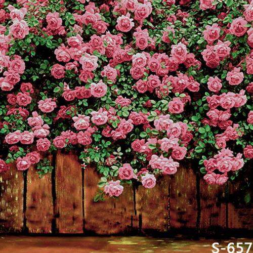 hjk♦ﺴ 10x10FT Flowers Wall Dark Planks Photography Studio Backdrop ...