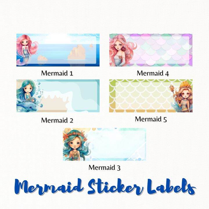 Estudio | Cute Mermaid Subject and Name Label Sticker | Lazada PH