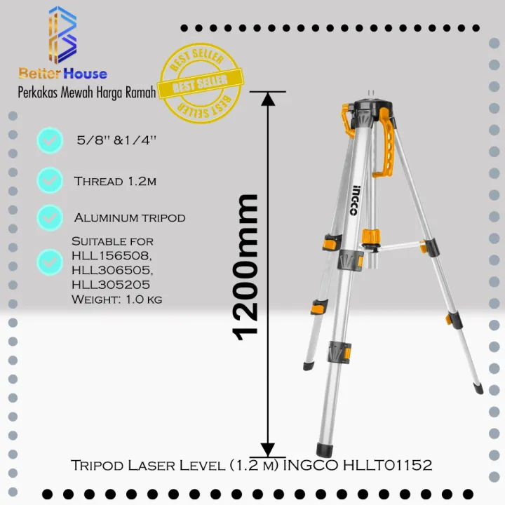 Tripod Laser Level (1.2 m) INGCO HLLT01152 Cross Line Waterpas Digital ...