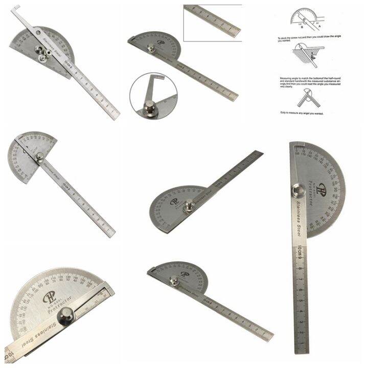 Jizha 100mm Stainless 0-180 Degree Steel Protractor Angle Finder Arm ...