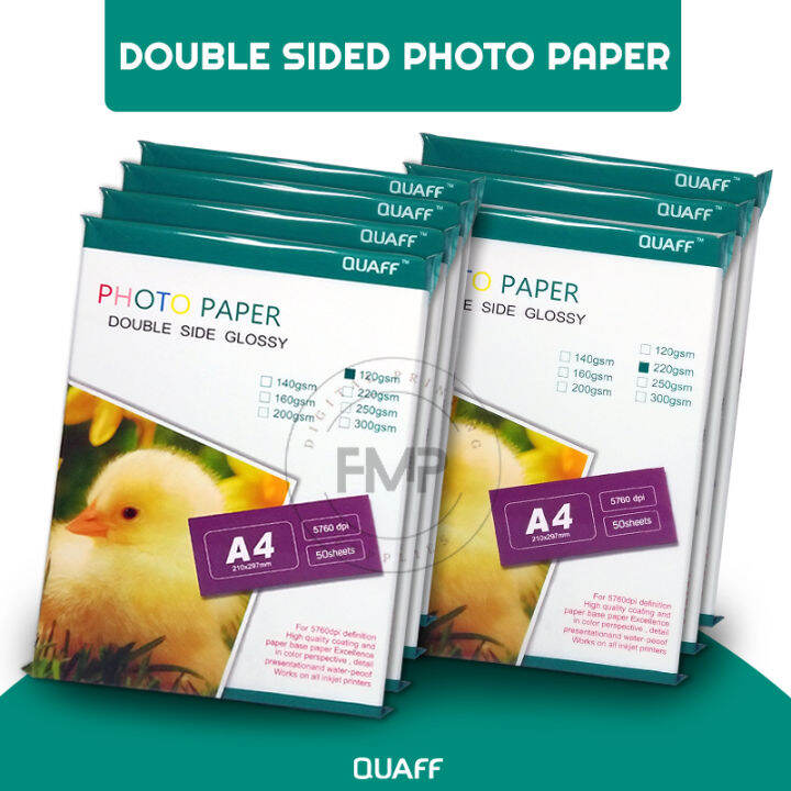 FMP QUAFF Double Sided Glossy Photo Paper A4 Size 120gsm to 300gsm 50 ...