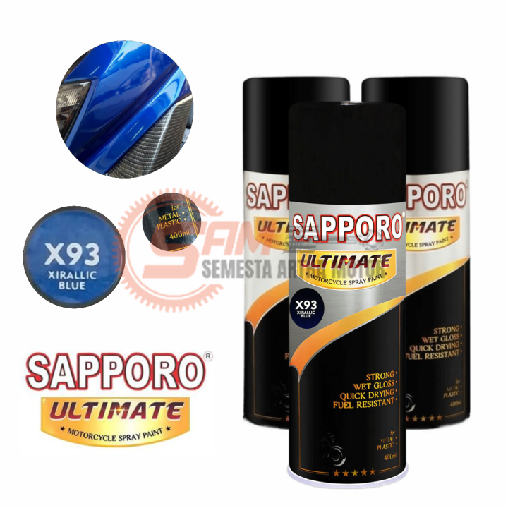 Pilox Sapporo Ultimate Xirallic Blue X93 Cat Semprot Biru Pilok Metal Plastik Aerosol Spray ...
