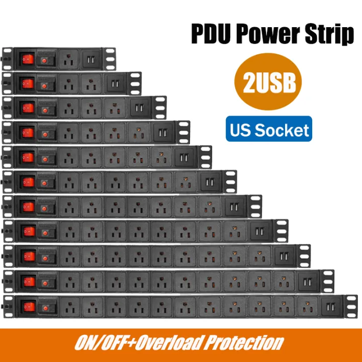 Data Cabinet Rack Mount Pdu Power Strip 2USB 2-11 AC Socket 3500W ...