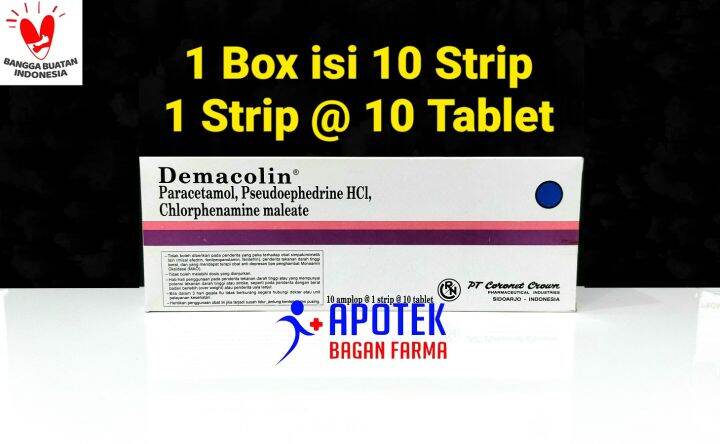 DEMACOLIN TABLET DEMAM PILEK ( 1 BOX = 100 TABLET ) | Lazada Indonesia