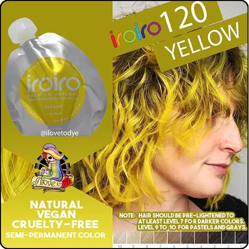 Iroiro 120 Yellow Natural Vegan Cruelty-Free Semi-Permanent Hair Color ...