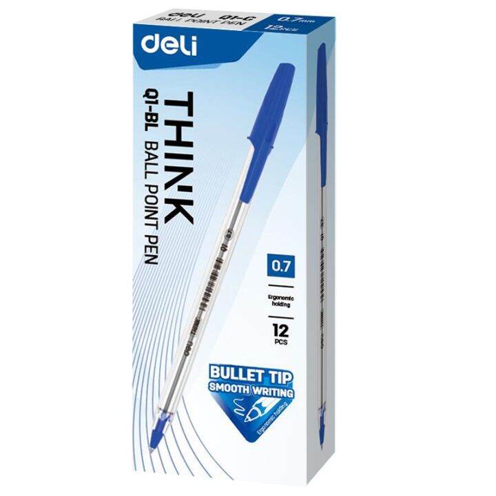 Deli Think Ballpoint Pen / Pulpen Bolpoin Tip 0.7mm Warna Biru EQ1-BL ...