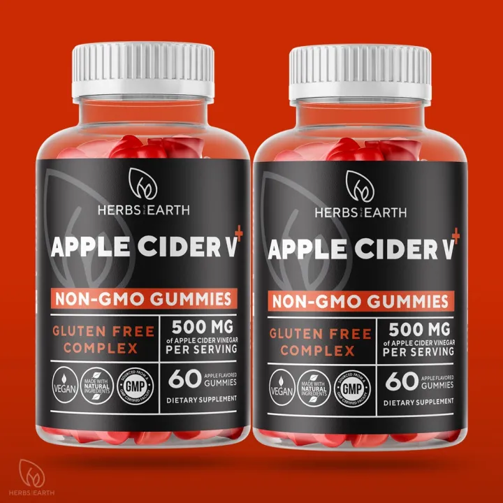 Herbs of the Earth Apple Cider Vinegar 120 Gummies 2 Bottle Combo ...