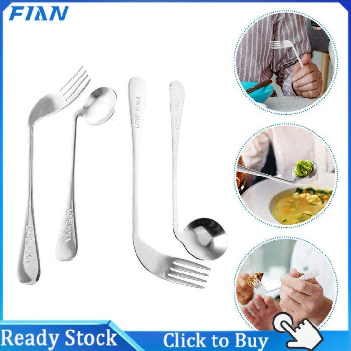 Fianmall 1 Set Parkinson Adaptive Angled Spoon For Old Man Angled Spoon ...