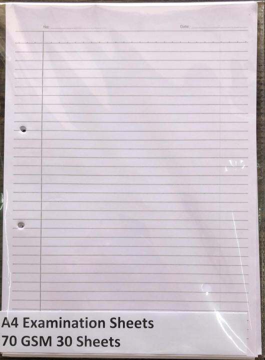 Test Pad Test Sheet Exam Pad Foolscap Paper A4 70gsm 30 Sheets / Pad ...