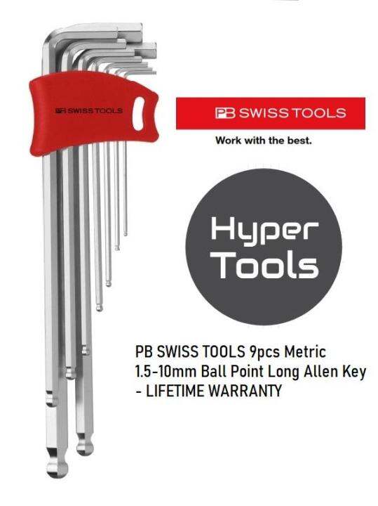 PB Swiss Tools (Switzerland) Ball Point Long L-Wrench Set 9pcs (Metric) (Model: PB 212.LDH-10 ...