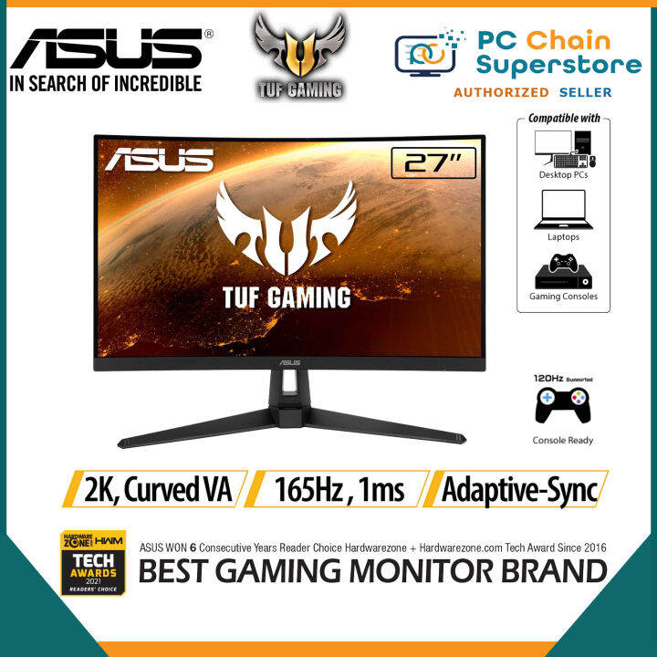 ASUS TUF Gaming VG27WQ1B Curved Gaming Monitor – 27 inch WQHD (2560x1440) 165Hz(Above 144Hz ...