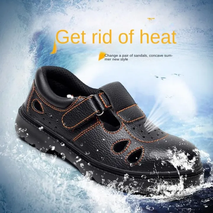 Summer labor insurance shoes sandals men s steel toe cap anti-smashing ...