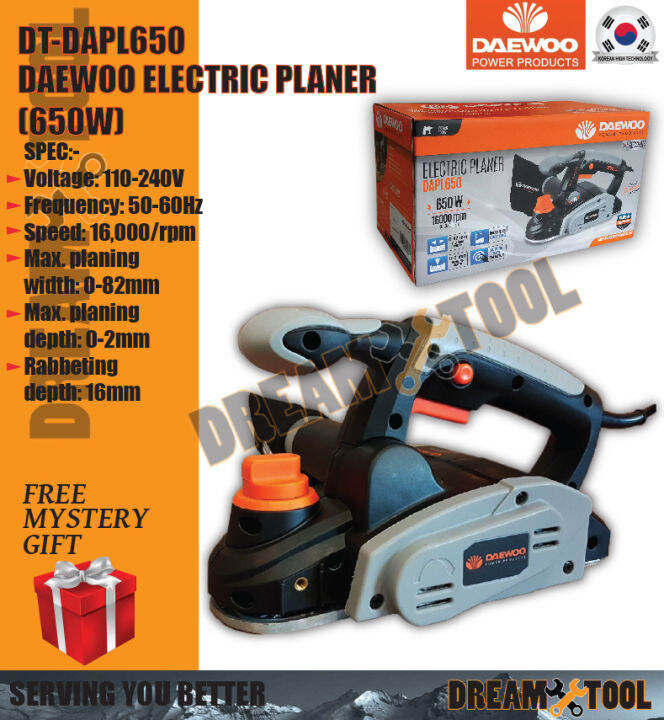*MESIN KETAM KAYU ELEKTRIK* DAEWOO Electric Wood Planer (650W) DT ...