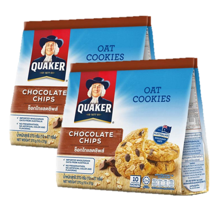 QUAKER Oat Cookies Chocolate Chip เควกเกอร์ คุกกี้ ข้าวโอ๊ตผสมช็อกโกแลต ...