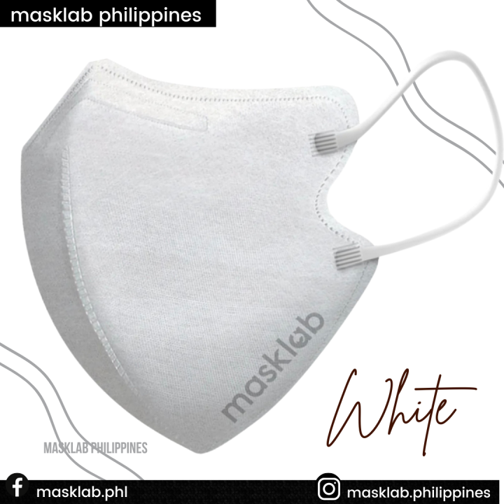 masklab : WHITE - 2D SLIM FIT MASK - 3PLY SIZE : KIDS , ADULT MEDIUM , LARGE : ( 5 PCS ) | Lazada PH