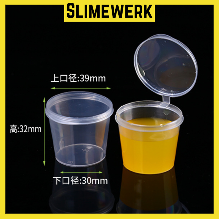 100pcs± 1oz Round Disposable Plastic Food Container Hinged Lid 1 oz Deli Container - 30 ml Sauce ...