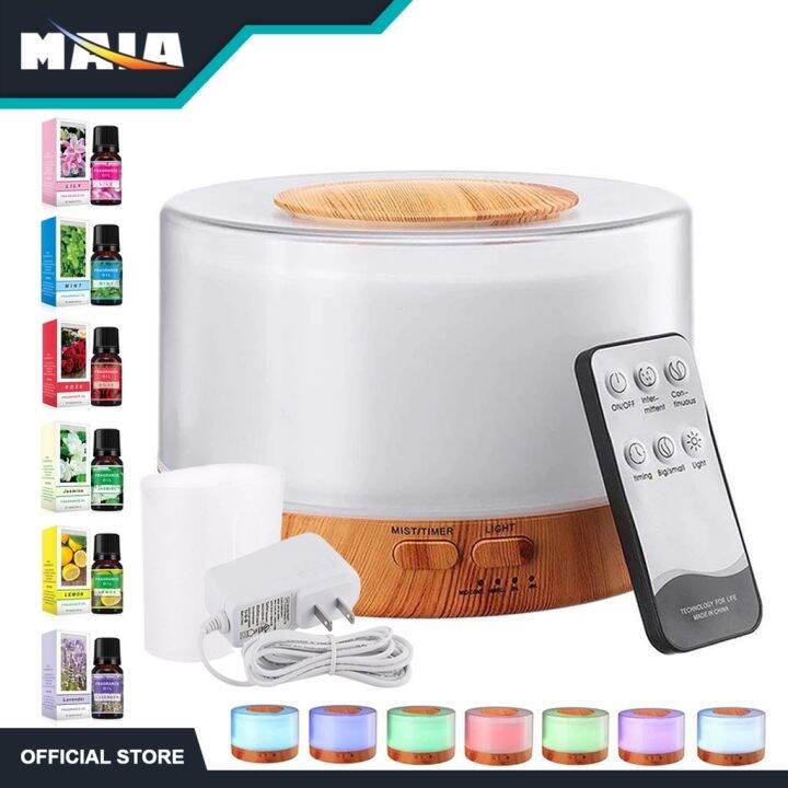 MAIA 500ML Ultrasonic Air Aroma Humidifier Timing 7 Color Light Remote ...