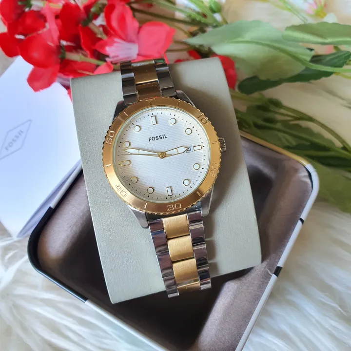 Fossil Dayle BQ3597 Three-Hand Date Two-Tone Watch- Gold | Lazada PH