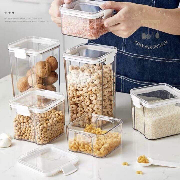 Classy Luxe White Kitchen Food Storage Containers Transparent Organizer ...