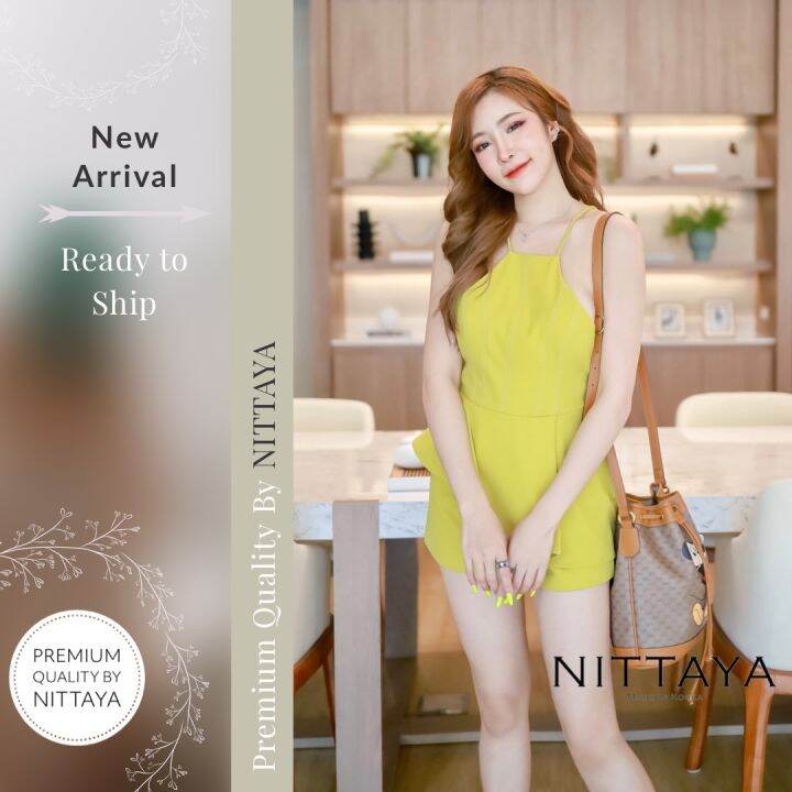 งานป้าย NITTAYA การันตีเสื้อผ้าคุณภาพ set เสื้อโชว์ไหล่สายเดี่ยวชายเฉียง+กางเกงขาสั้น สีเลือดหมู ...