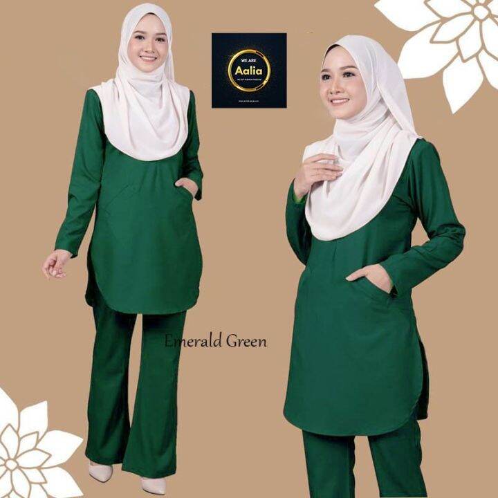 Muslimah Blouse Set with front pocket for women Aalia Collection | Lazada