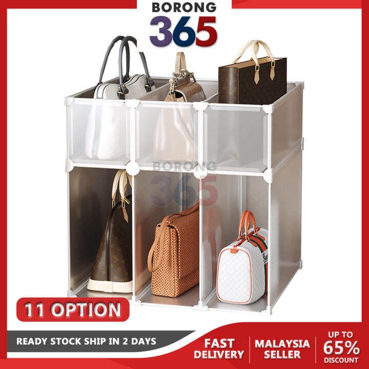 Borong365 Multipurpose PP Plastic Bag Storage Shelves Stackable Handbag ...