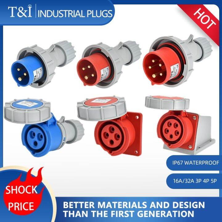 Industrial Plug Socket 16A 32A 3P/4P/5P Electrical Connector IP67 ...