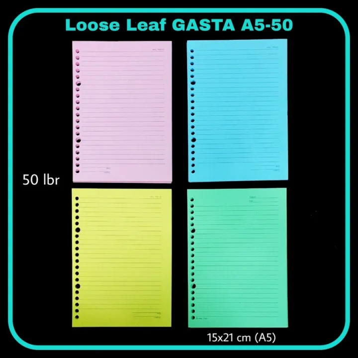 BOS Kertas Loose Leaf A5-50 Warna /Refil Binder Note/Isi Kertas Binder ...