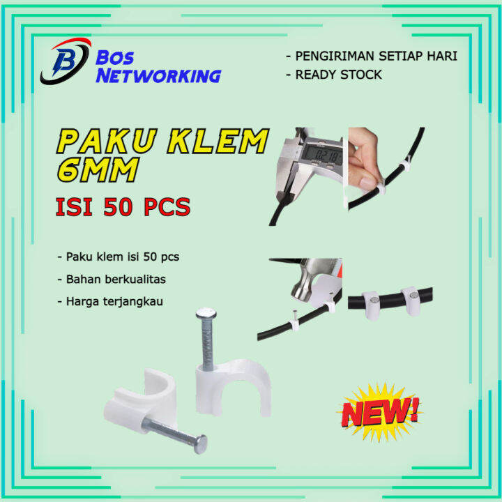 Klem Kabel Paku Clamp Cable Putih Cable Clip 50 pcs Size 6mm | Lazada ...