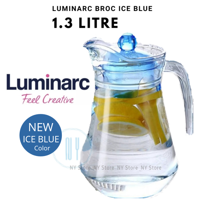 Luminarc 1300ml ARC Glass Jug Pitcher with Lids Fridge Jug Juice Water ...