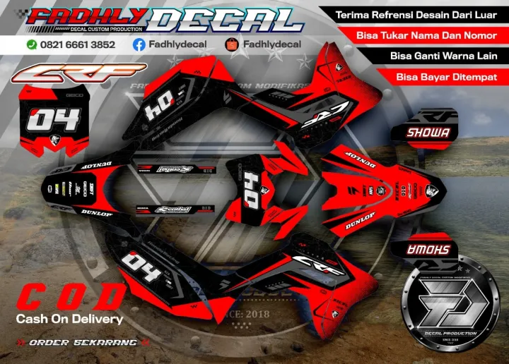 ⭐⭐⭐⭐⭐ Decal Dekal Sticker CRF 150L Hitam Merah dengan double Head keren ...