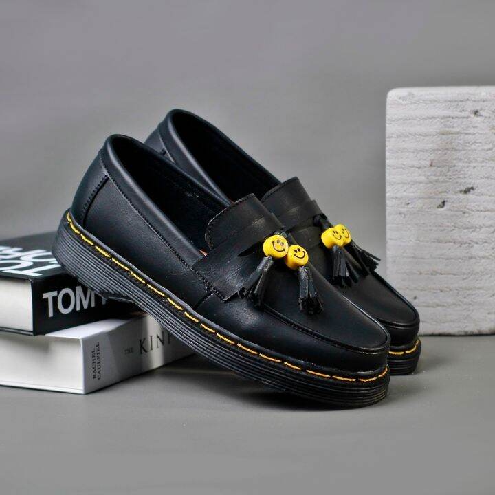 PLTD DOCMART SMILE SEPATU PRIA PANTOFEL FORMAL KERJA KANTOR HITAM ...