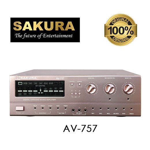 AV-757 SAKURA DIGITAL KARAOKE MIXING AMPLIFIER W/ PITCH CONTROL & DIGITAL ECHO DELAY FM TUNER ...
