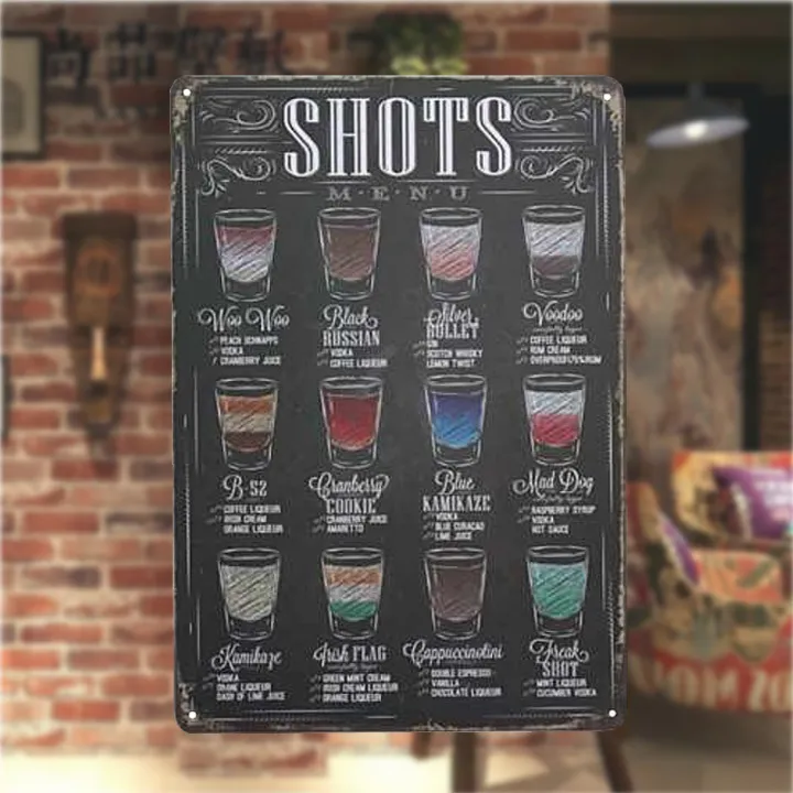 Shots Menu Vintage Metal Tin Plate Decor 30 x 20 cm | Lazada PH